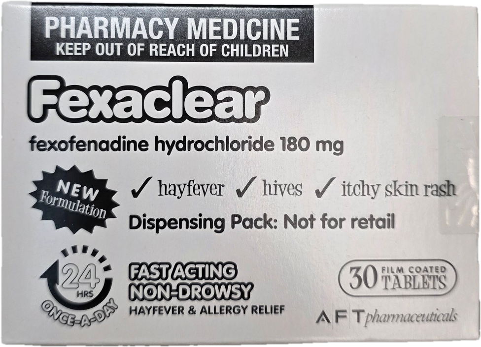Fexaclear 180mg tablets 30 pack (Fexofenadine) (Telfast 180 generic ...